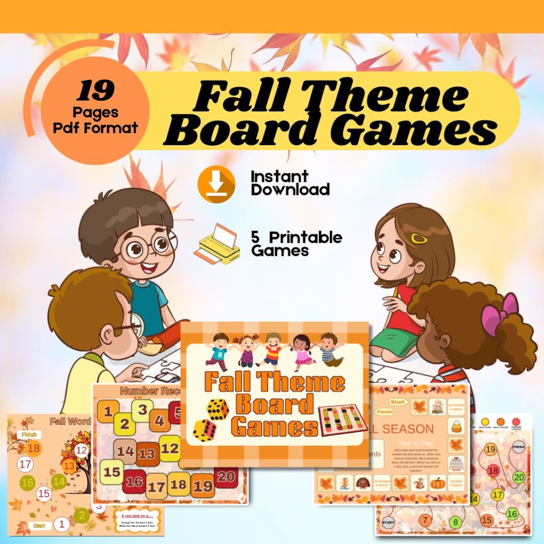 Printable Fall Kids Games Bundle | 5 Fall Kids Board Games | Kids ...