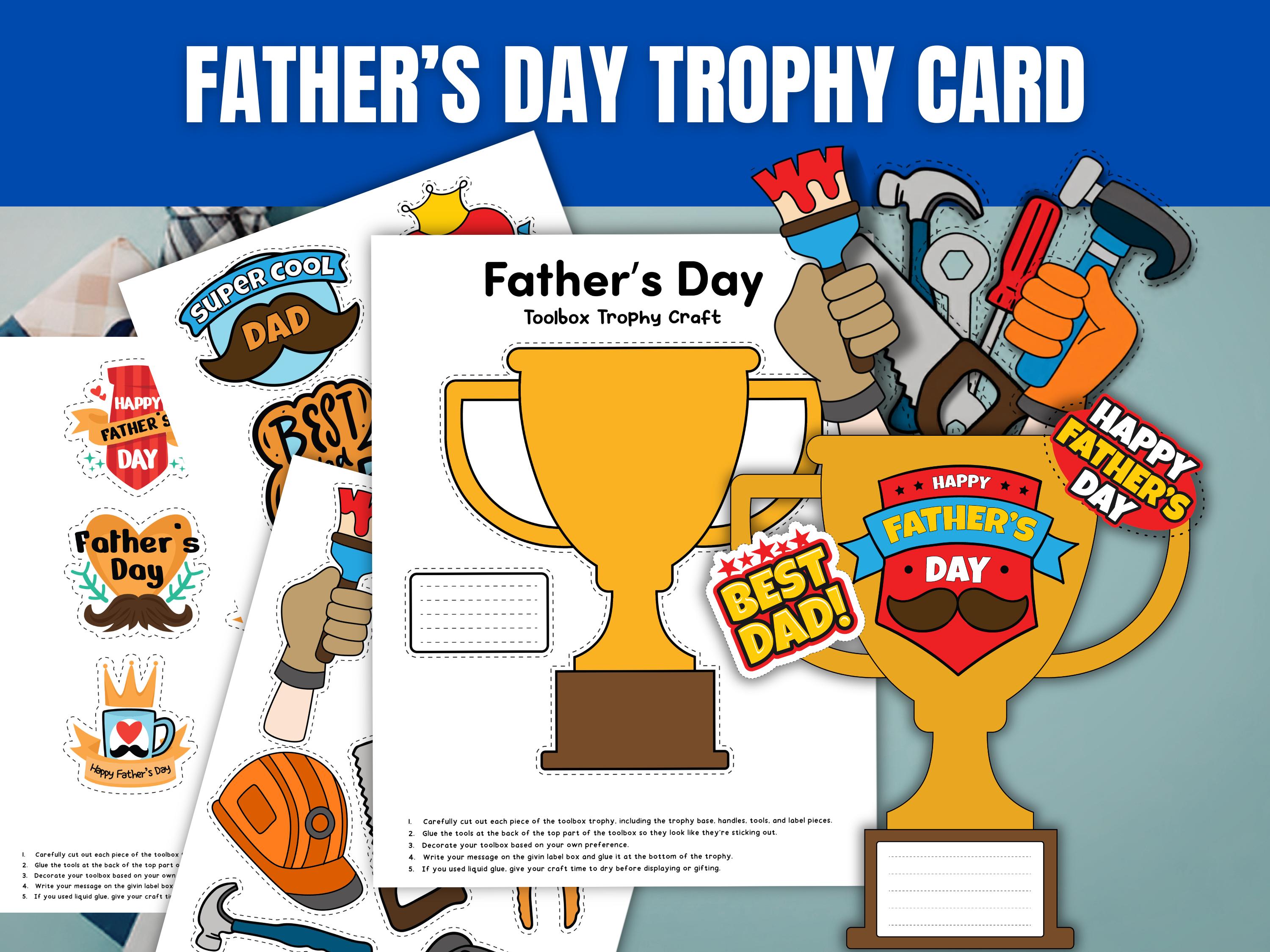 Father's Day Trophy Card Craft | Printable Toolbox Trophy | Dad Card ...