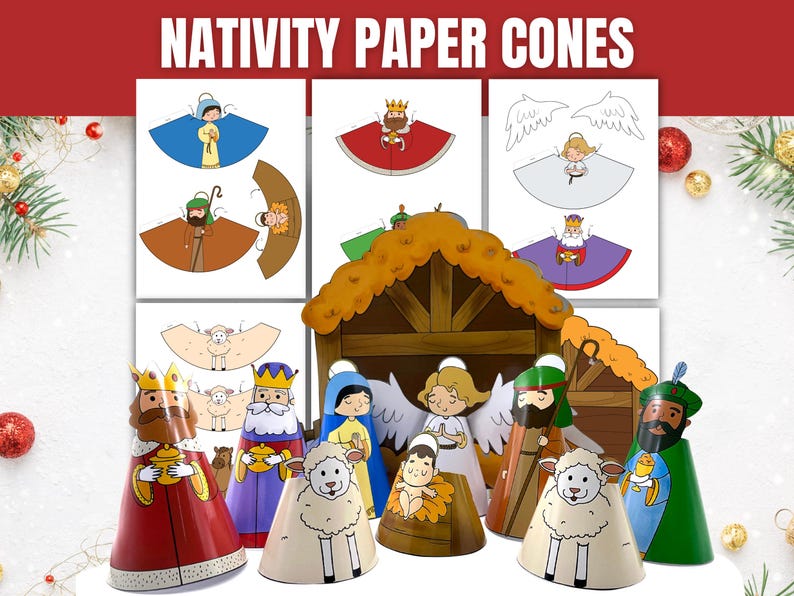 Printable Build a Nativity Scene Paper Cones | Birth of Jesus Craft for ...