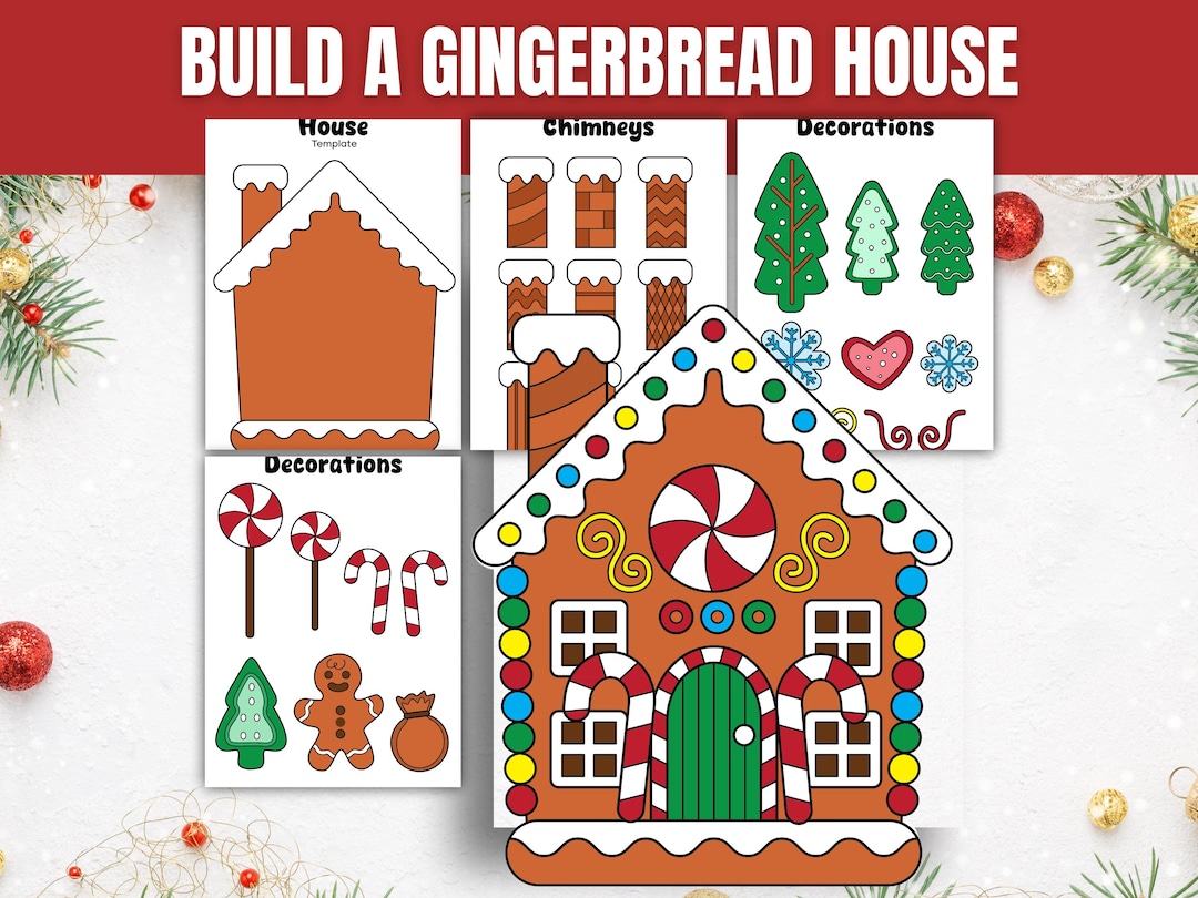 Printable Color & Build Your Own Gingerbread House | Christmas Cut and ...
