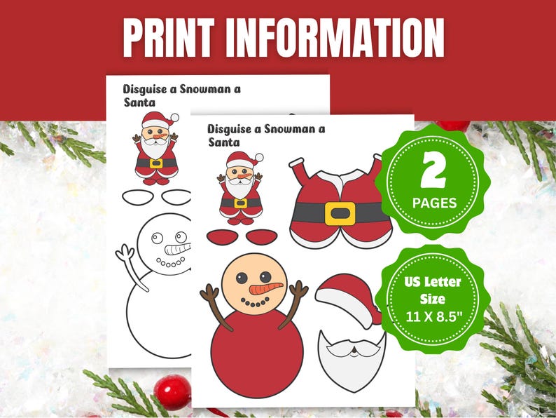 Disguise a Snowman as a Santa Printable Craft for Kids | Christmas Kids ...