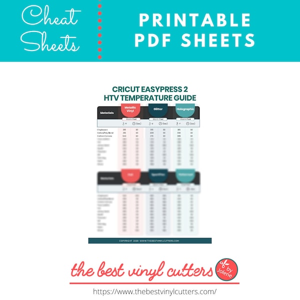 Printable Cheat Sheets for Sizing and Placement for Heat Transfer Vinyl - Beginners Guide PDF ...