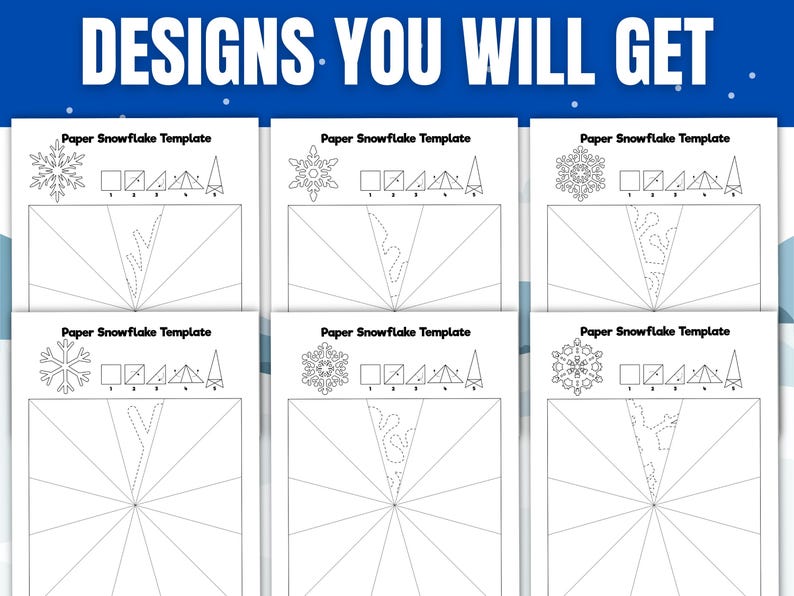 Printable Paper Snowflake Templates | 14 Fold-and-cut Pattern Designs ...