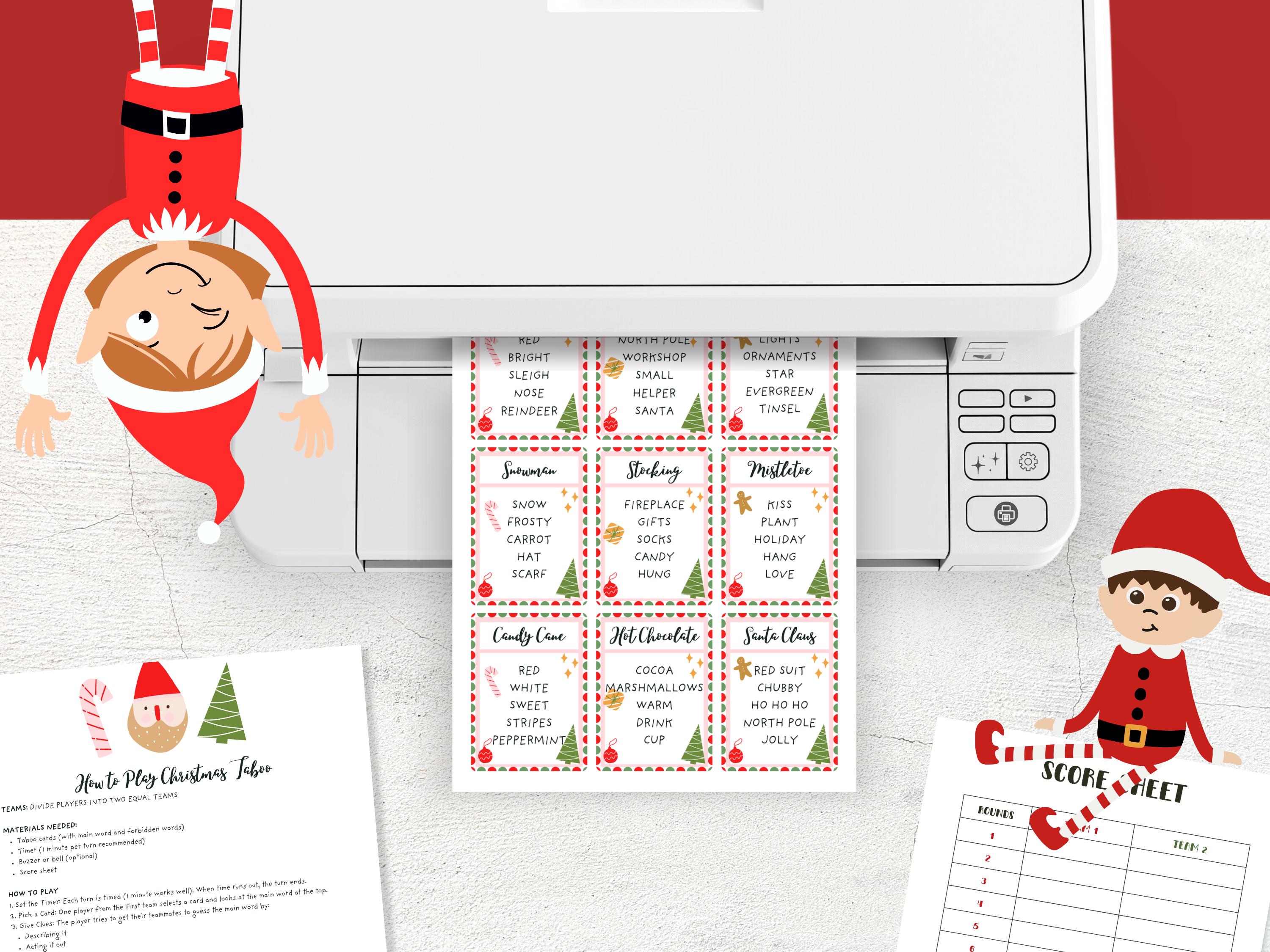 Printable Christmas Taboo | Holiday Printable | Family, Group Party or ...