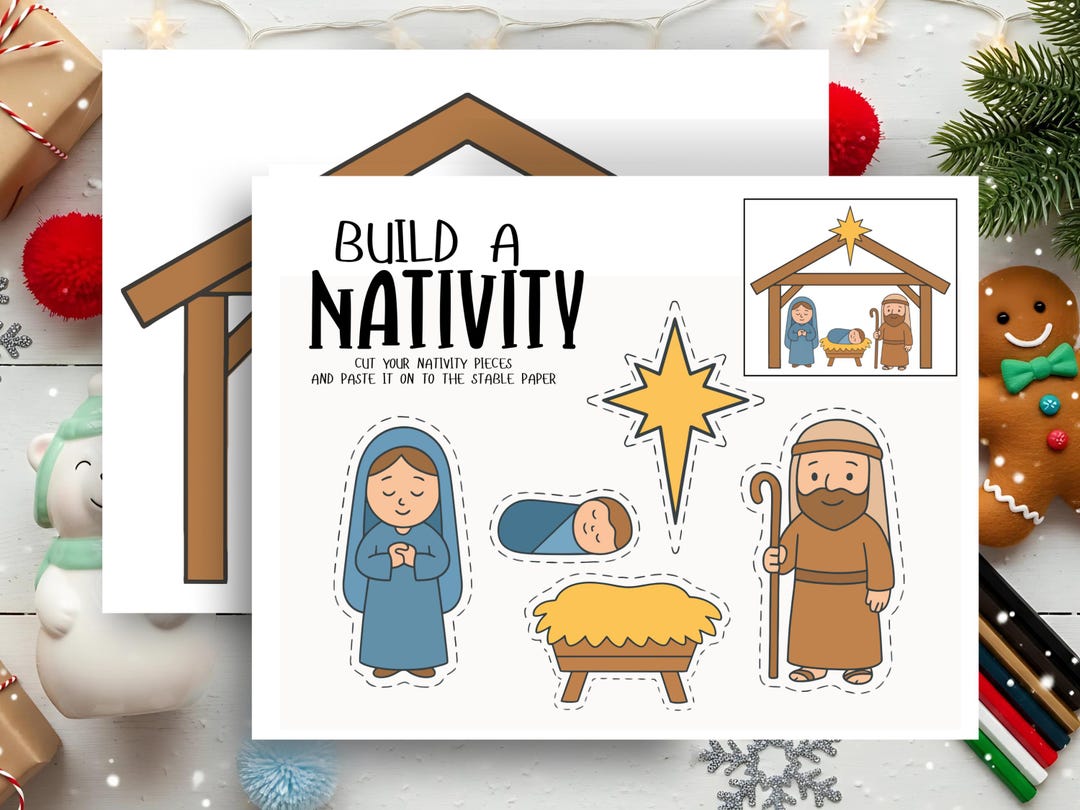 Printable Build a Nativity Cut & Paste Bible Activity for Kids | Jesus ...