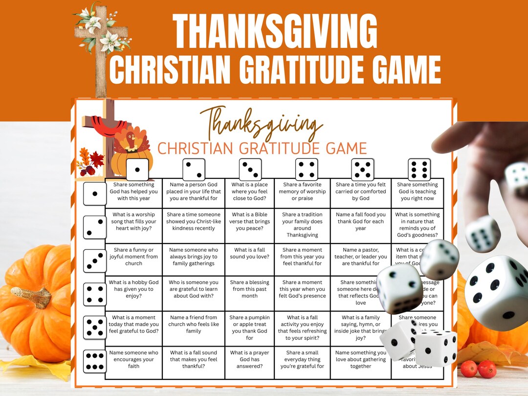 Printable Christian Thanksgiving Gratitude Dice Game | Family, Sunday ...