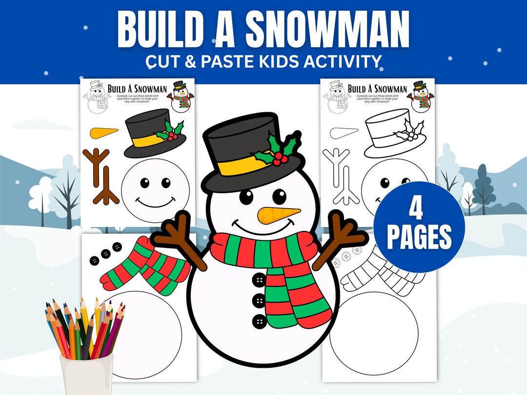 Printable Build A Snowman Cut & Paste Activity for Kids | Winter Kids ...