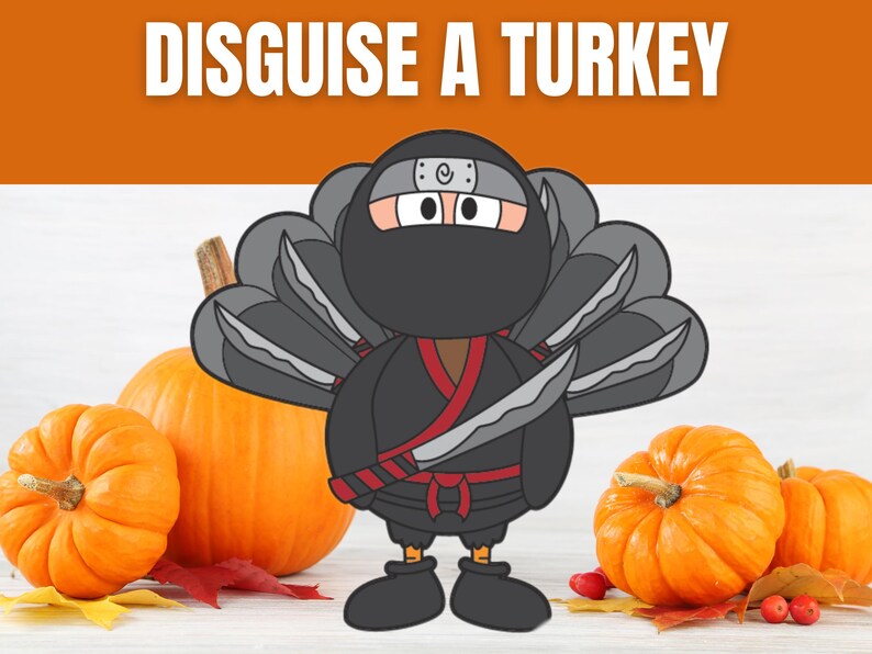 Disguise a Turkey as a Ninja Kids Cutout Craft | Printable Thanksgiving ...