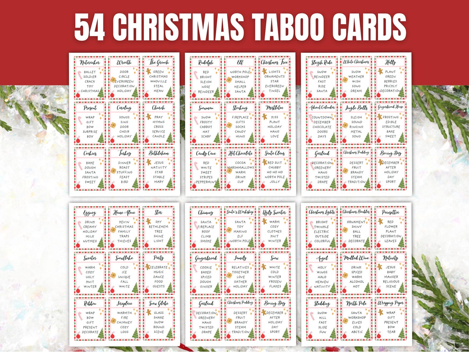 Printable Christmas Taboo | Holiday Printable | Family, Group Party or ...