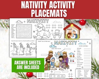 Nativity Activity Placemat Printable, Christmas Coloring Page for Kids ...