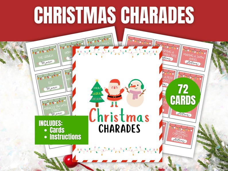 Printable Christmas Charades | Holiday Printable | Family, Group Party ...