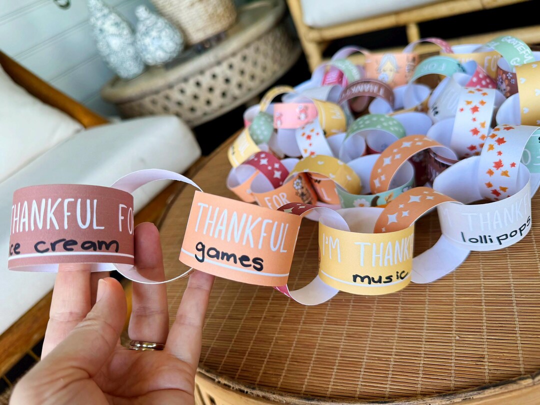 Printable Gratitude Paper Chain Craft for Kids | Thanksgiving ...