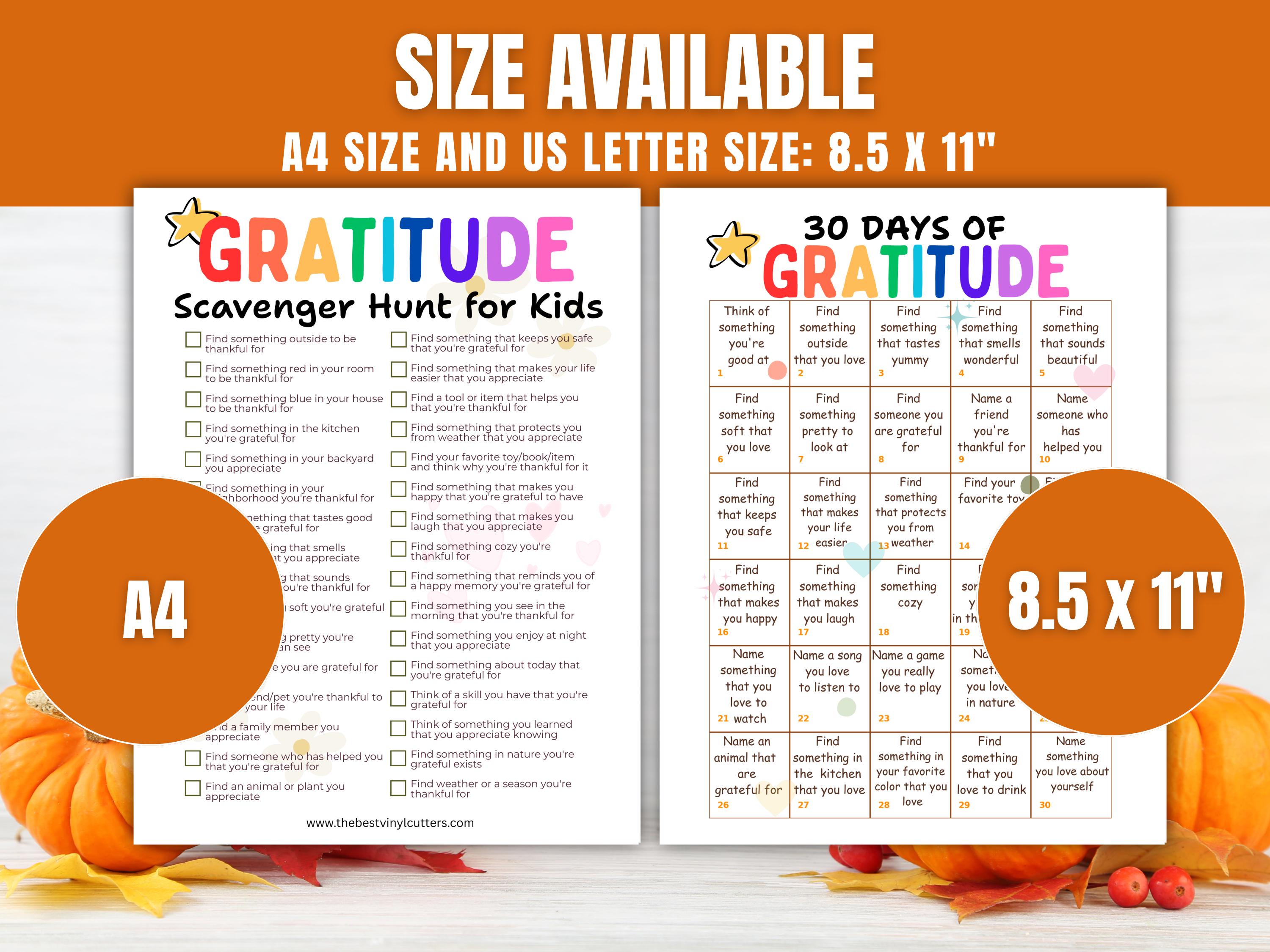 Printable Gratitude Scavenger Hunt for Kids | 30 Days of Thankfulness ...