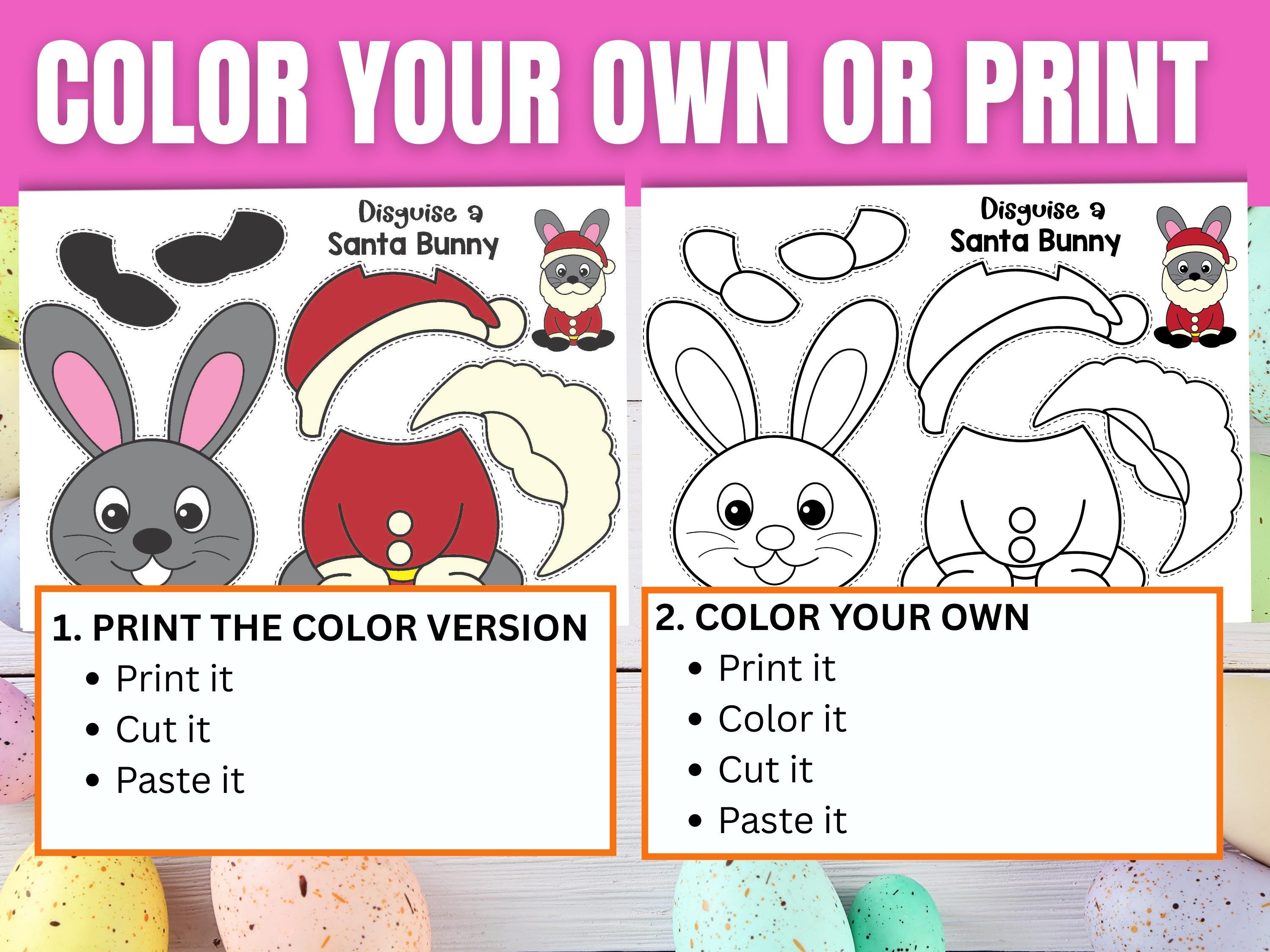 Disguise a Bunny as Santa Printable Cutout Craft for Kids | Spring ...