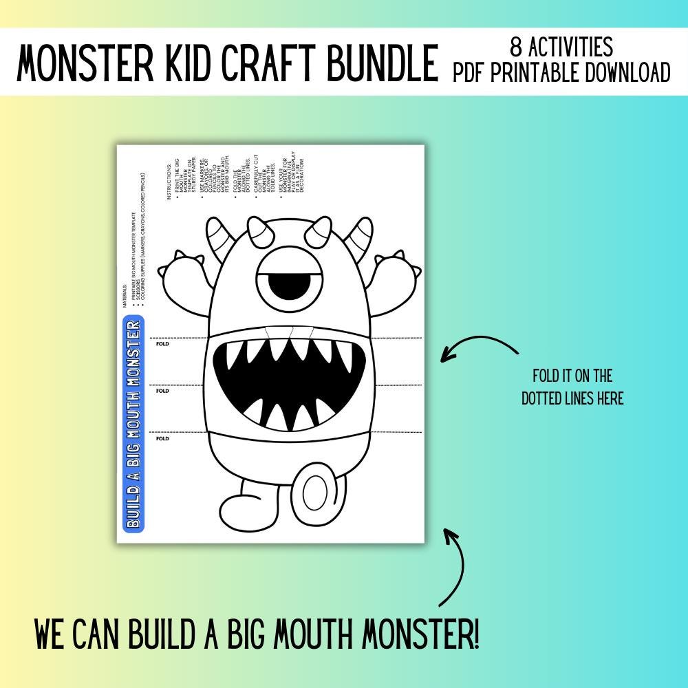 Printable Monster Activity Pack | Kids Craft Bundle | Party Activities ...