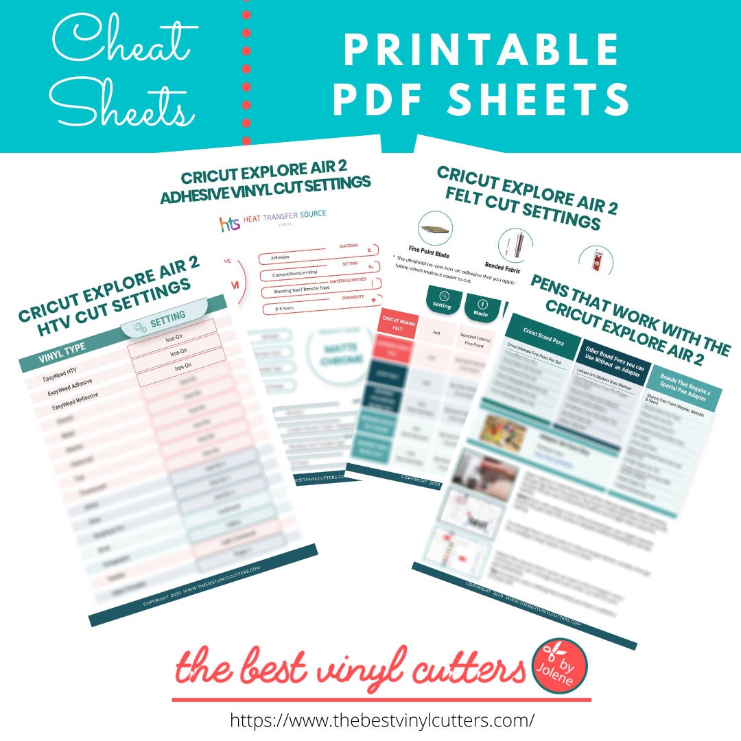 Printable Cheat Sheets for Cricut Explore Air 2 - Beginners Guide PDF ...