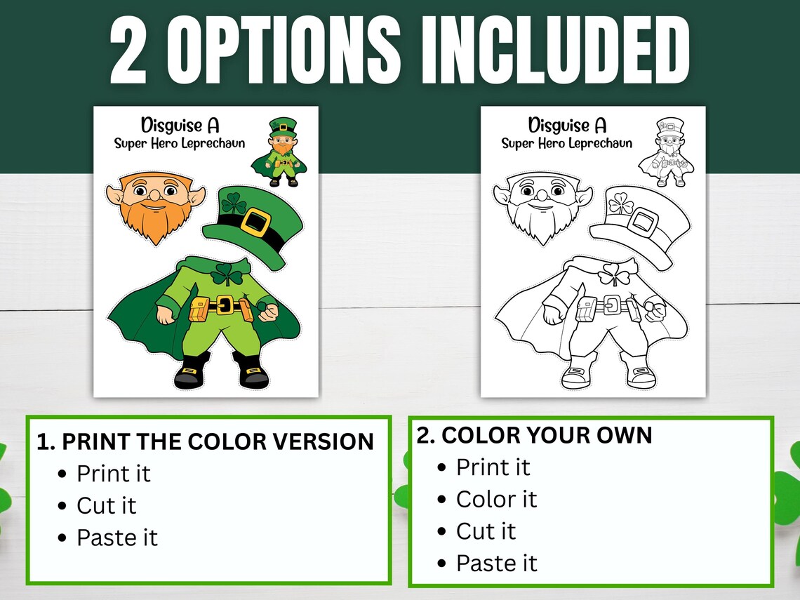 Disguise a Leprechaun Bundle Printable Cutout Craft for Kids | St ...