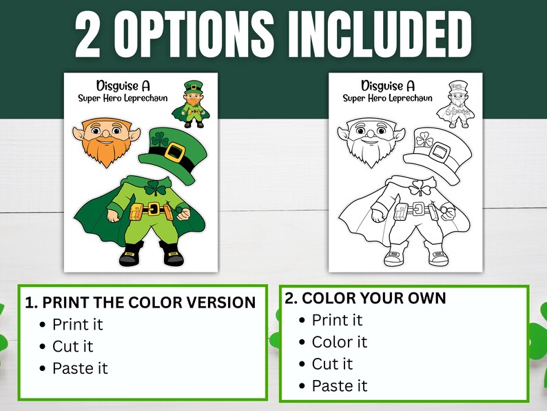 Disguise a Leprechaun Bundle Printable Cutout Craft for Kids | St ...