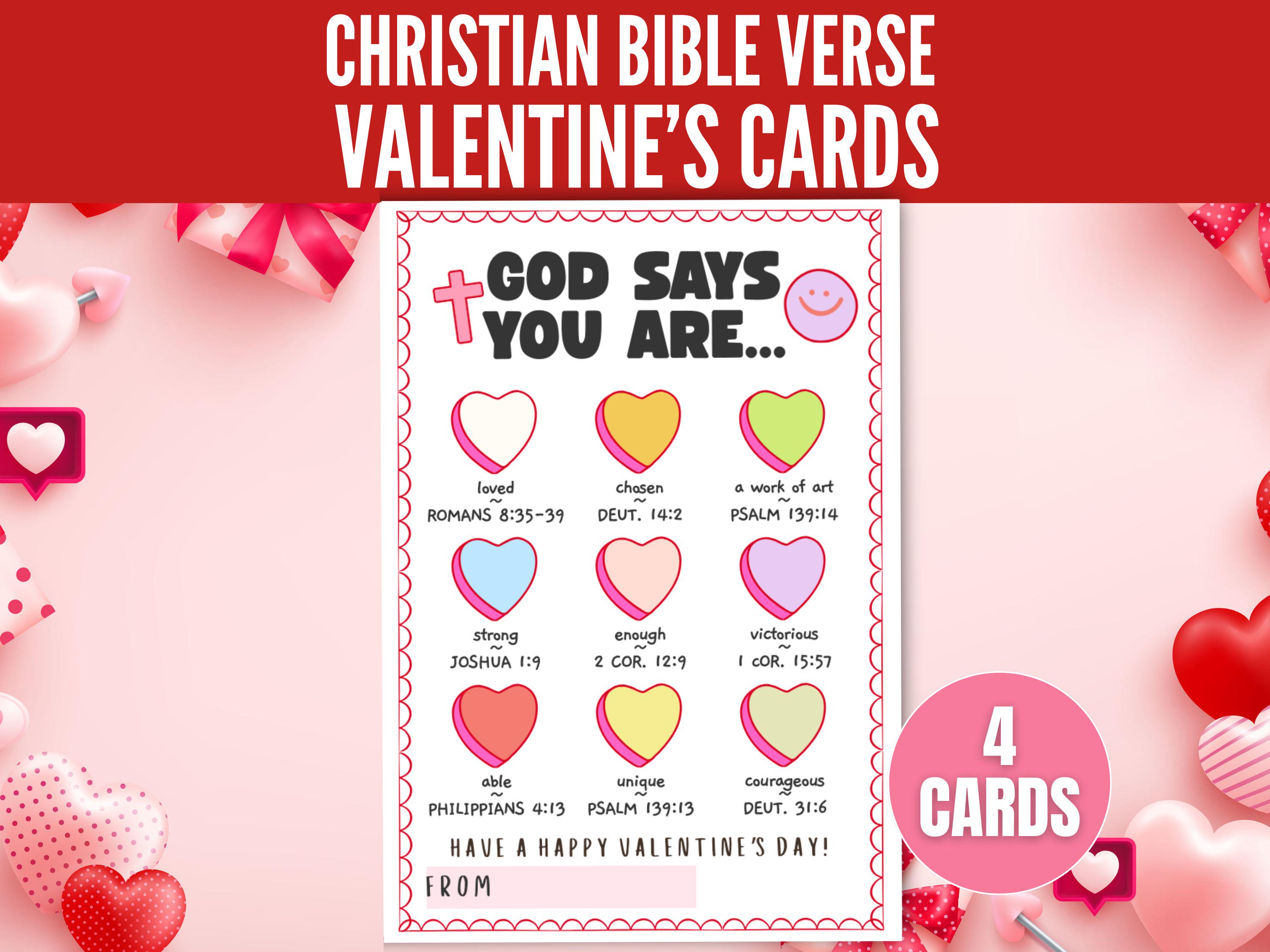 Printable Bible Verse Valentine Cards | Kids School Classroom ...