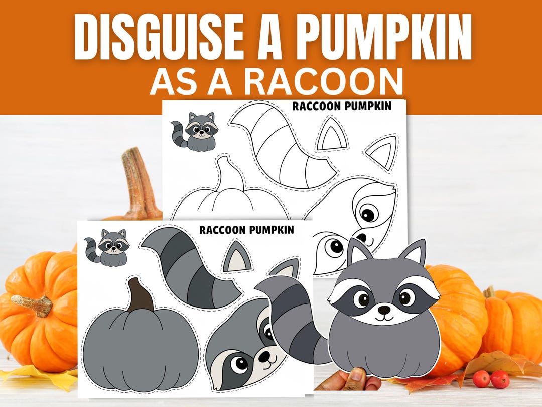 Disguise a Pumpkin as a Raccoon Printable | Halloween Kids Craft | Fall ...