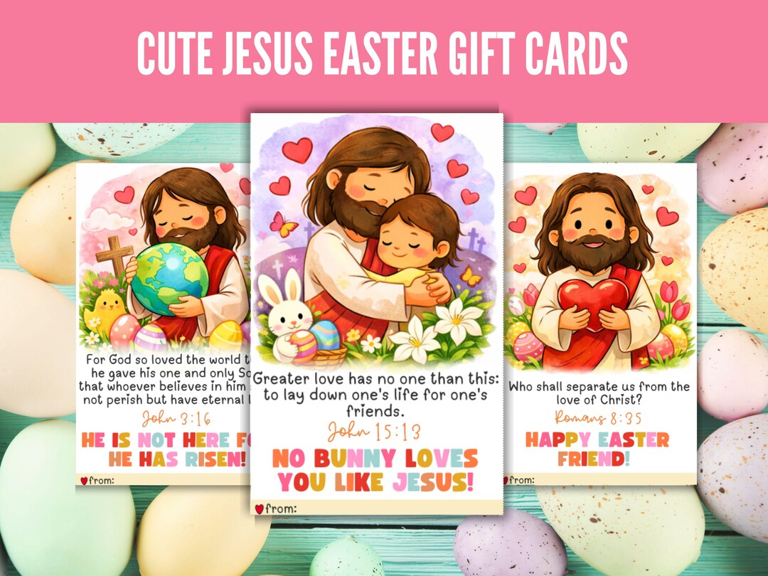 Printable Christian Bible Verse Jesus Easter Gift Cards | Kids Sunday ...