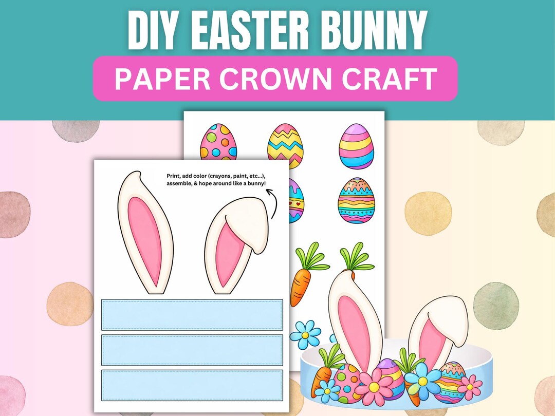Printable DIY Easter Bunny Crowns Coloring Cutout Craft for Kids ...