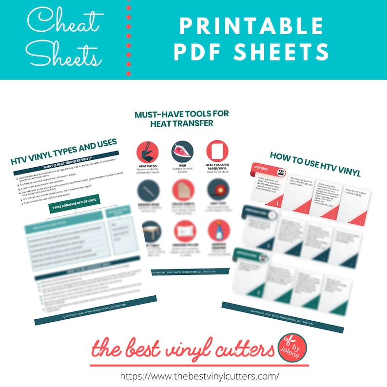 Printable Cheat Sheets for Heat Transfer Vinyl - Beginners Guide PDF ...