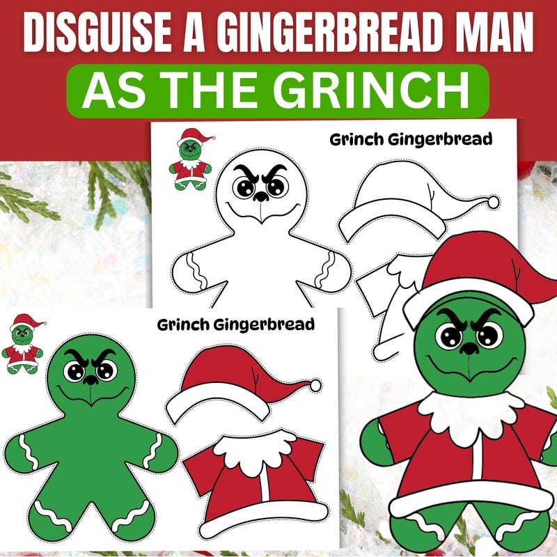 Grinch Gingerbread Man Template - Etsy