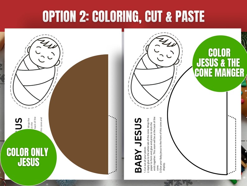 Printable Build a Baby Jesus in Manger Paper Cone Nativity Cut & Paste ...