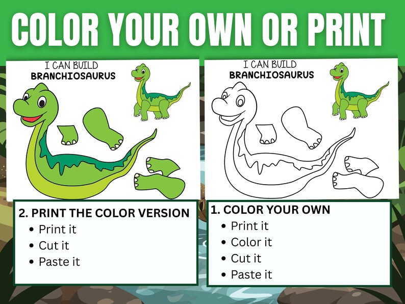 Printable Dinosaur Cut & Paste Crafts for Kids | Build a Dinosaur ...