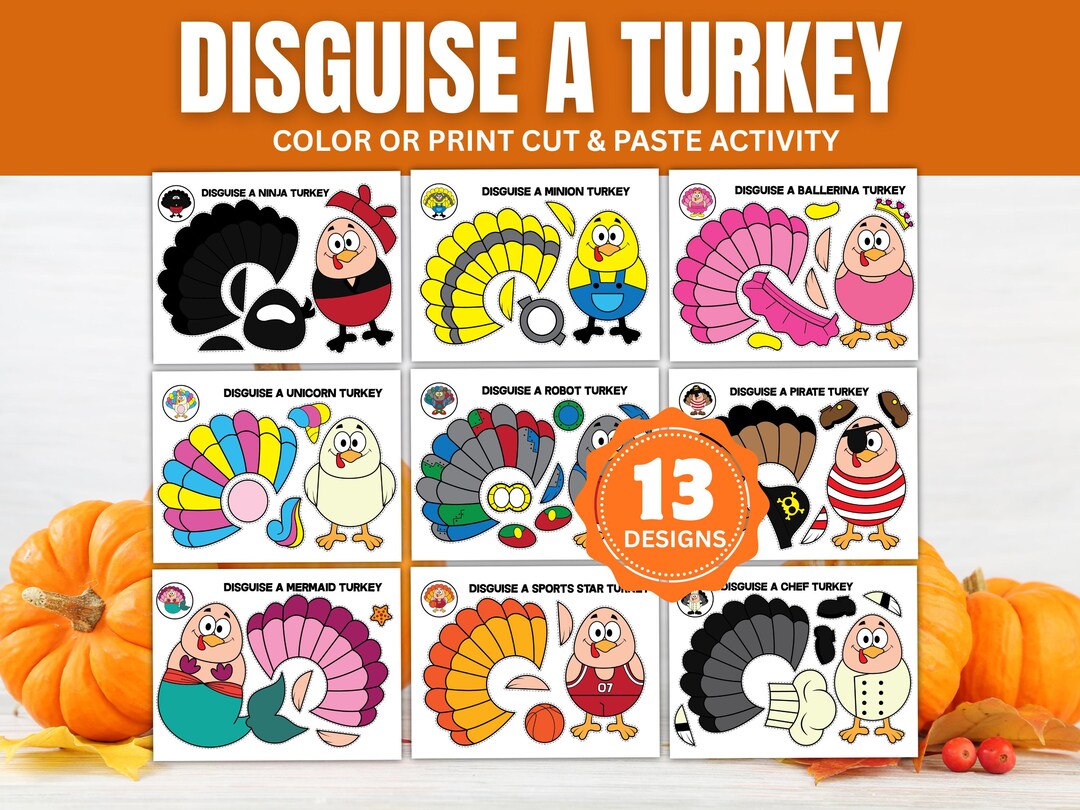 Disguise a Turkey Kids Craft Bundle | Thanksgiving Printable Turkey ...