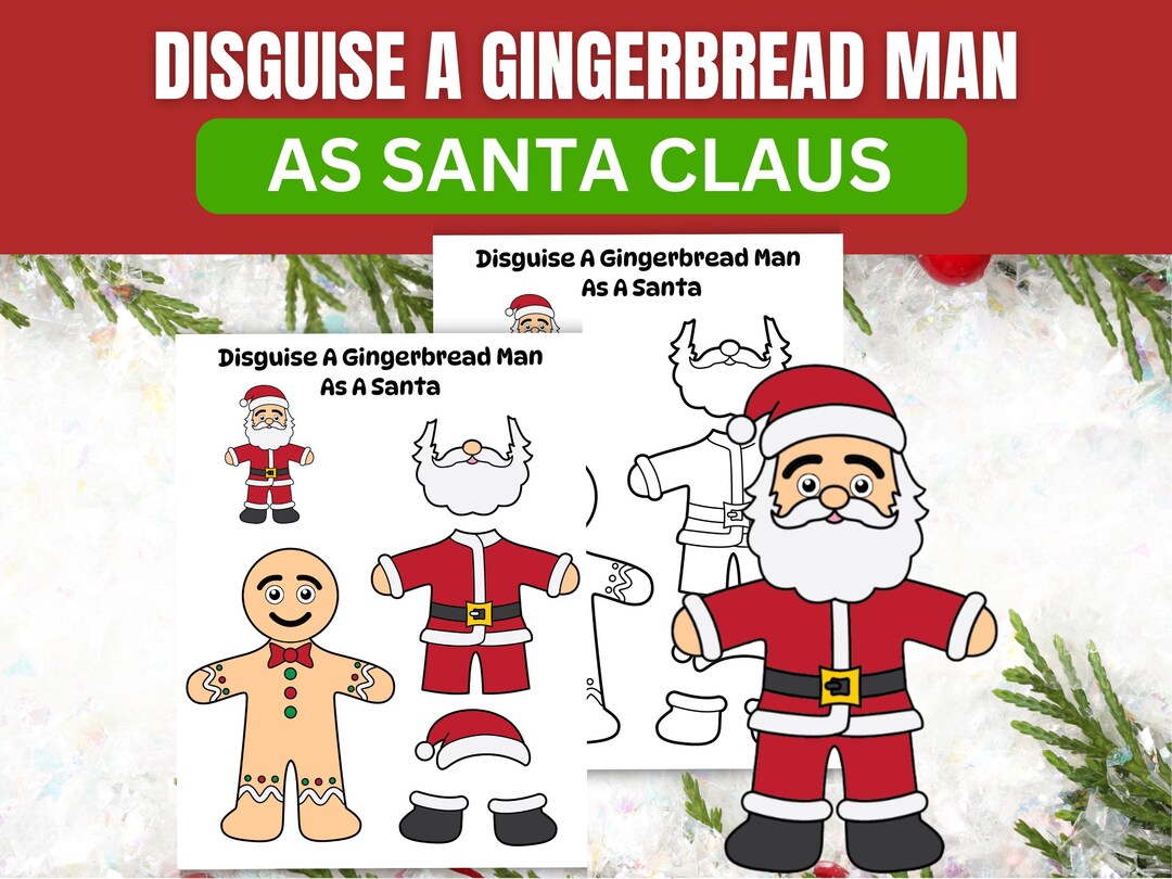 Disguise a Gingerbread Man as Santa Claus Printable Craft for Kids ...