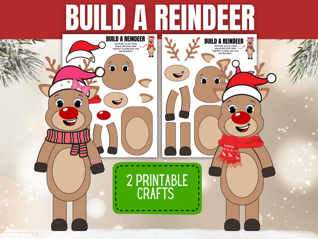 Build a Reindeer Christmas Printable Cut & Paste Craft for Kids | Santa ...