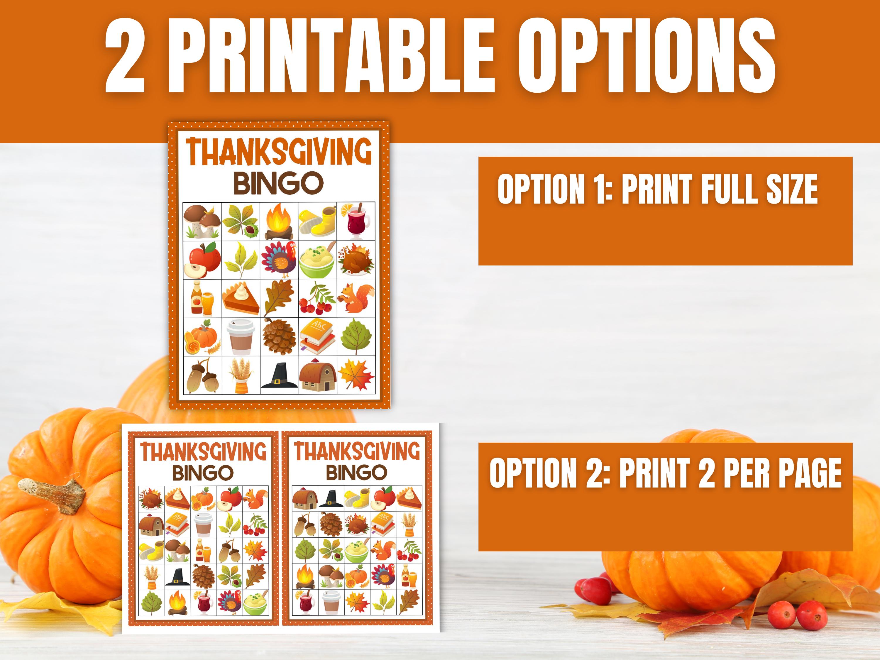 50 Printable Thanksgiving Bingo Cards Including Tokens + Calling Cards ...