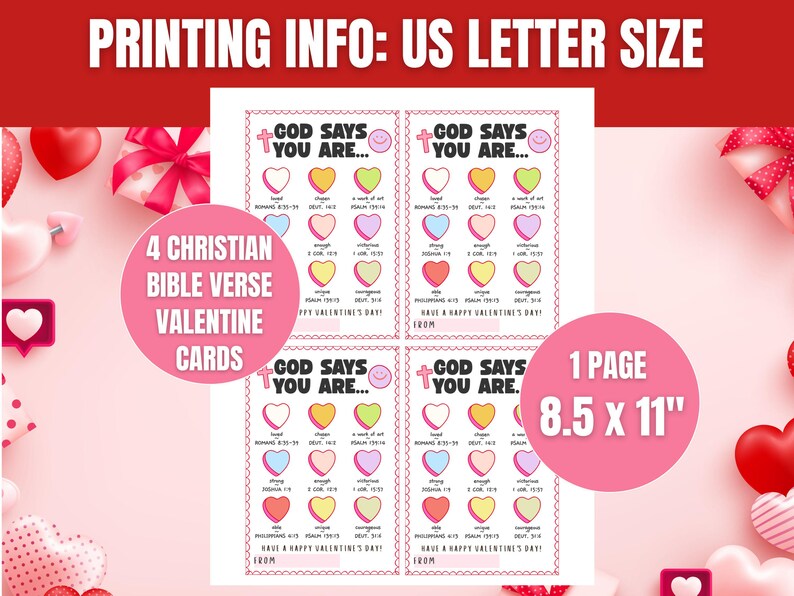 Printable Bible Verse Valentine Cards | Kids School Classroom ...