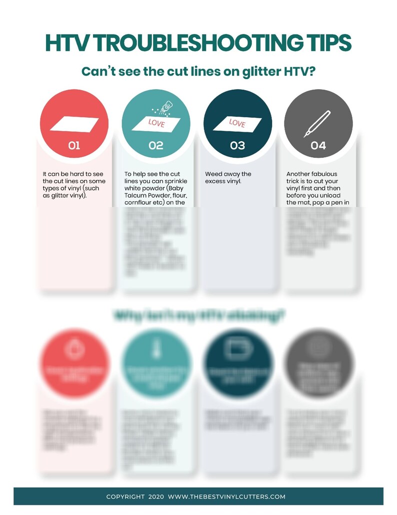 Printable Cheat Sheets for Troubleshooting HTV Tips - Beginners Guide ...
