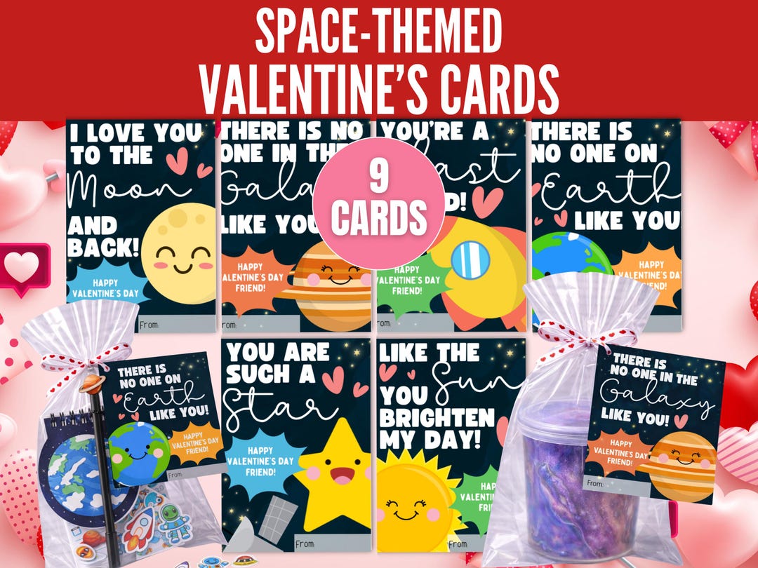 Printable Space - Themed Valentine Cards | Kids School Classroom ...