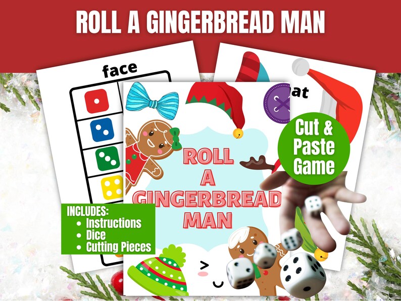Printable Build a Gingerbread Man (roll a Gingerbread Man) Christmas ...
