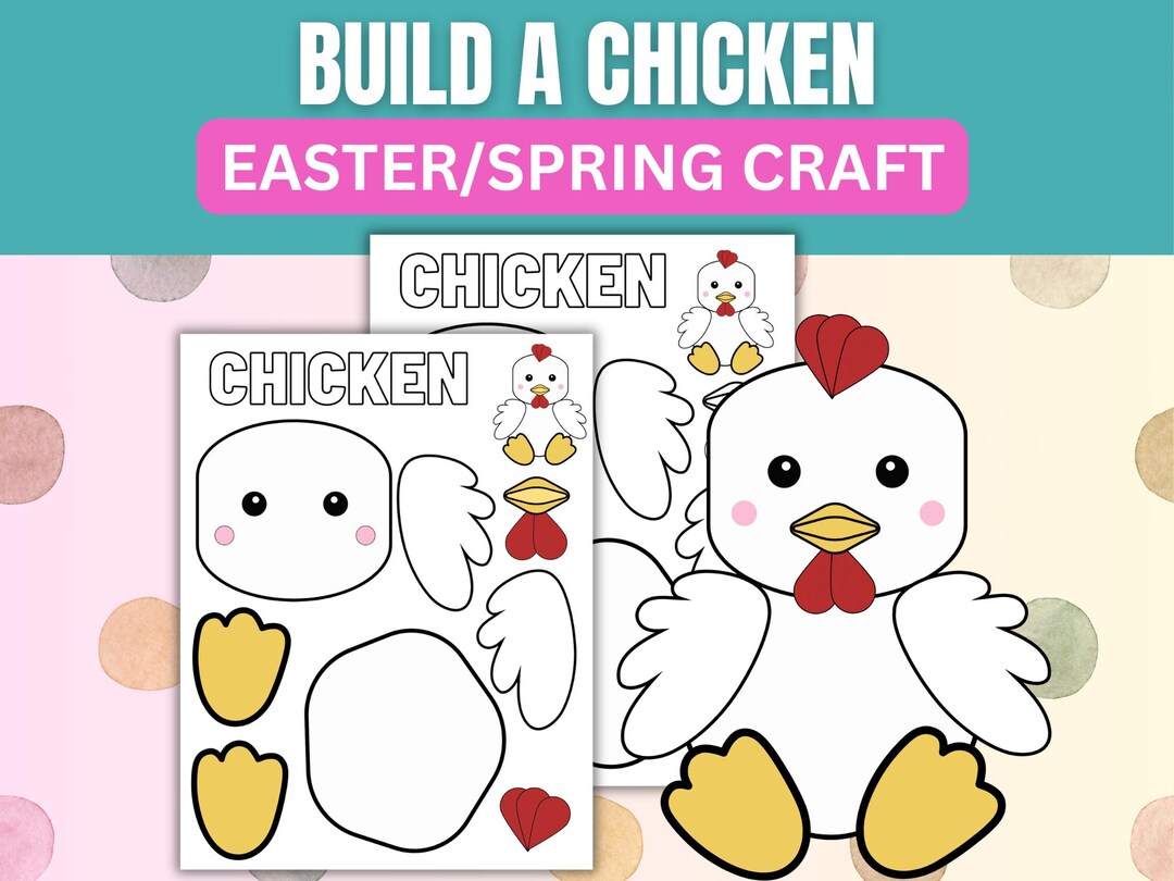 Build a Chicken Printable Craft for Kids | Spring Farm Animals Kids ...