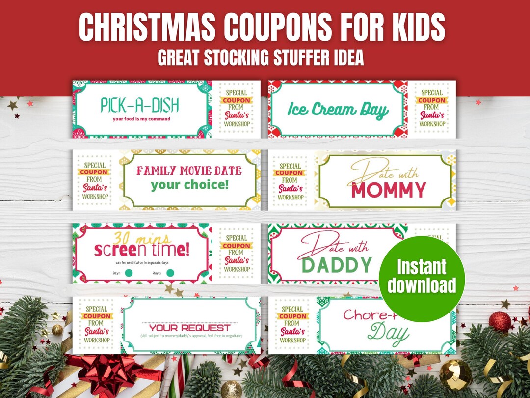 Printable Christmas Gift Coupons for Kids | Family | Reward Tickets ...