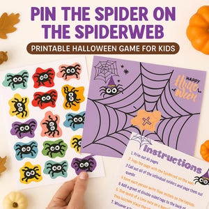 Pin the Spider on the Web Halloween Game | Halloween Party Activity ...