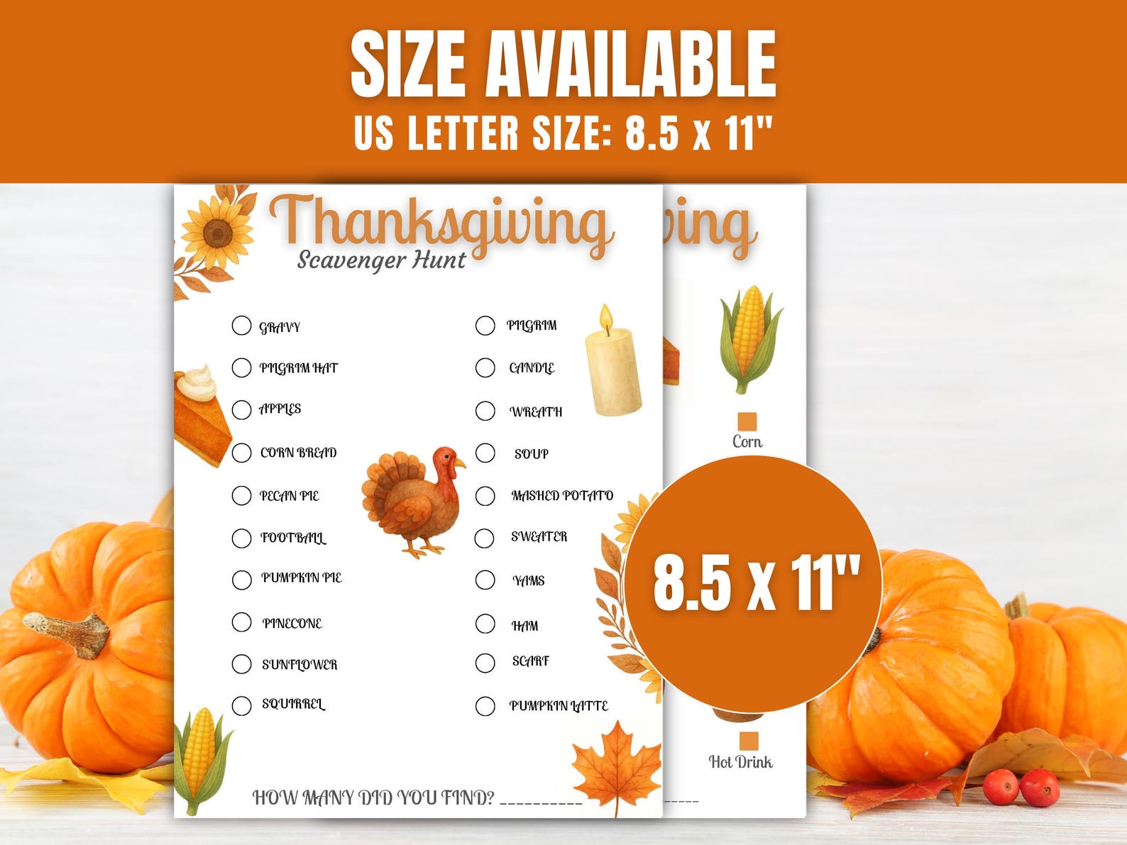 Fall Thanksgiving Scavenger Hunt Printable Bundle | Kids Family ...