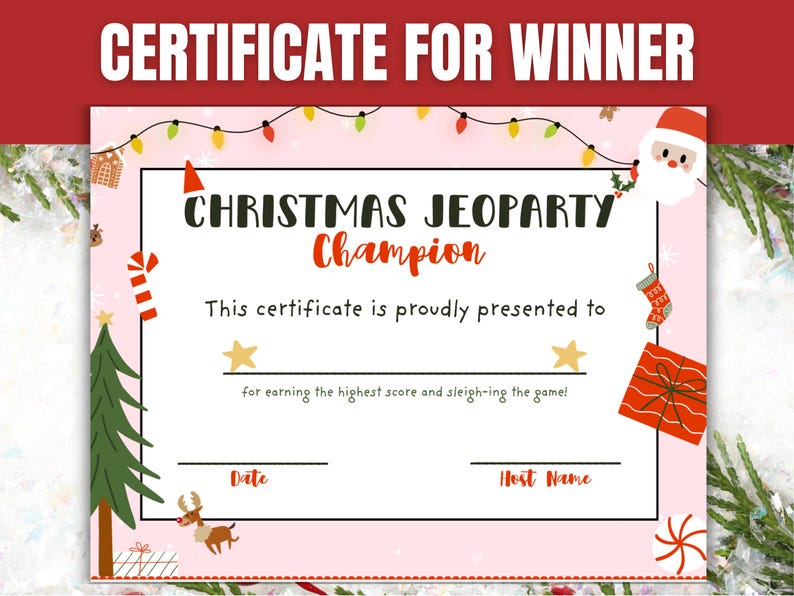 Printable Christmas Jeoparty Game for Kids | Family Night, Office ...