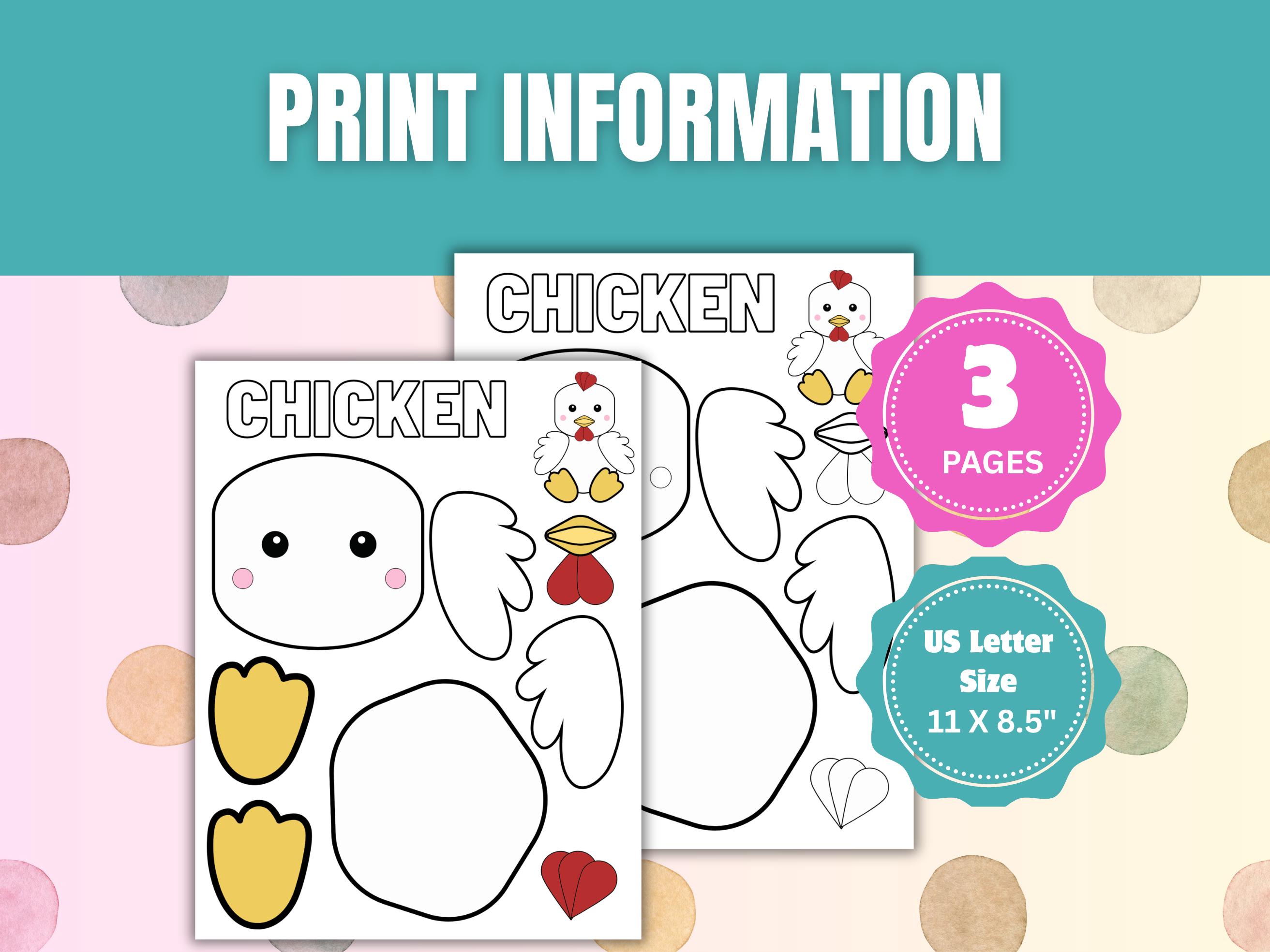 Build a Chicken Printable Craft for Kids | Spring Farm Animals Kids ...