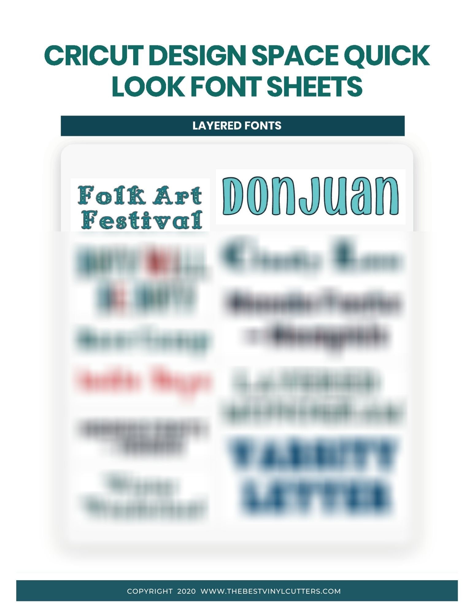 Printable Cheat Sheets for Quick Look Cricut Design Space Fonts ...