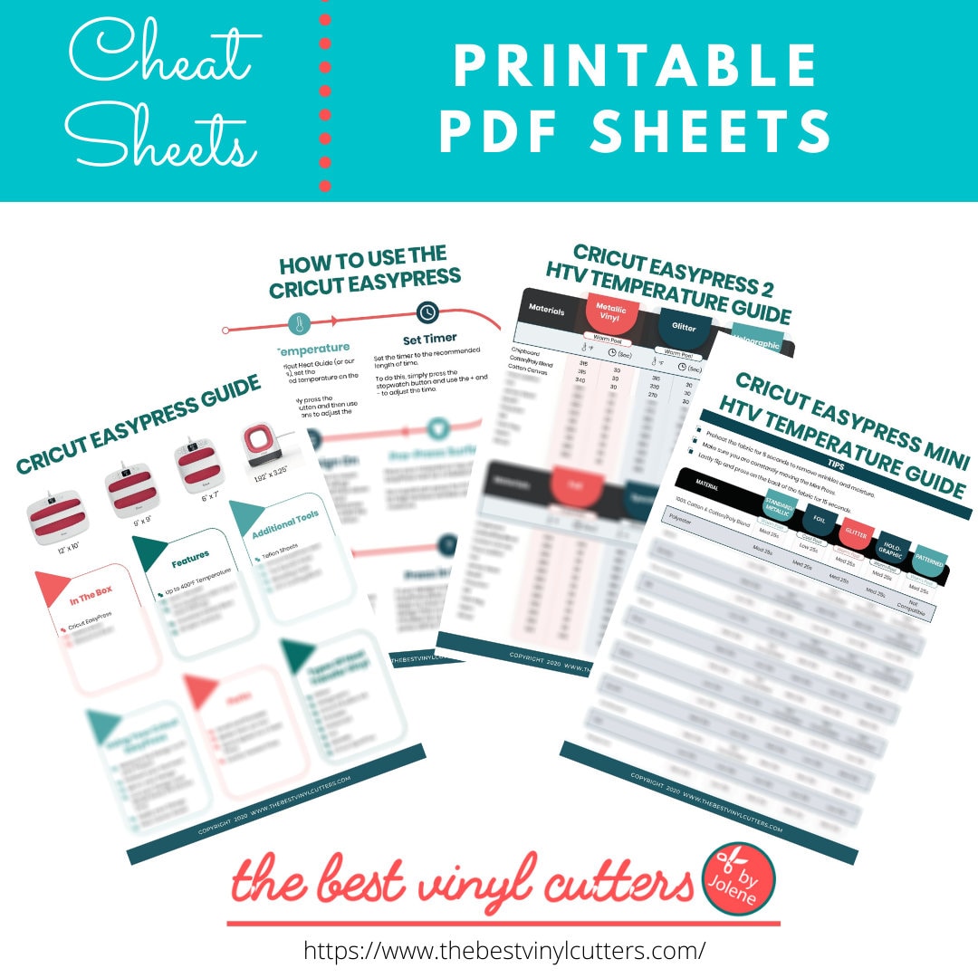Printable Cheat Sheets for Cricut Easypress - Beginners Guide PDF ...