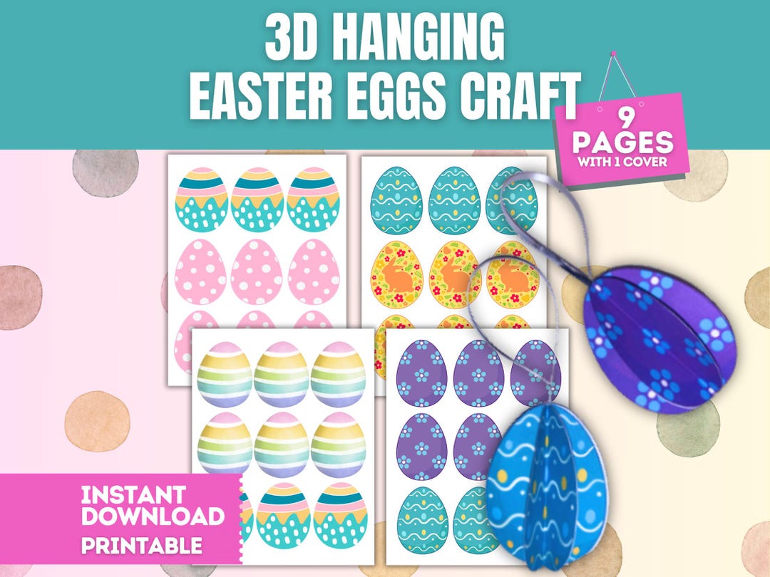 Hanging 3D Easter Egg Printable Tree Decoration Craft for Kids ...