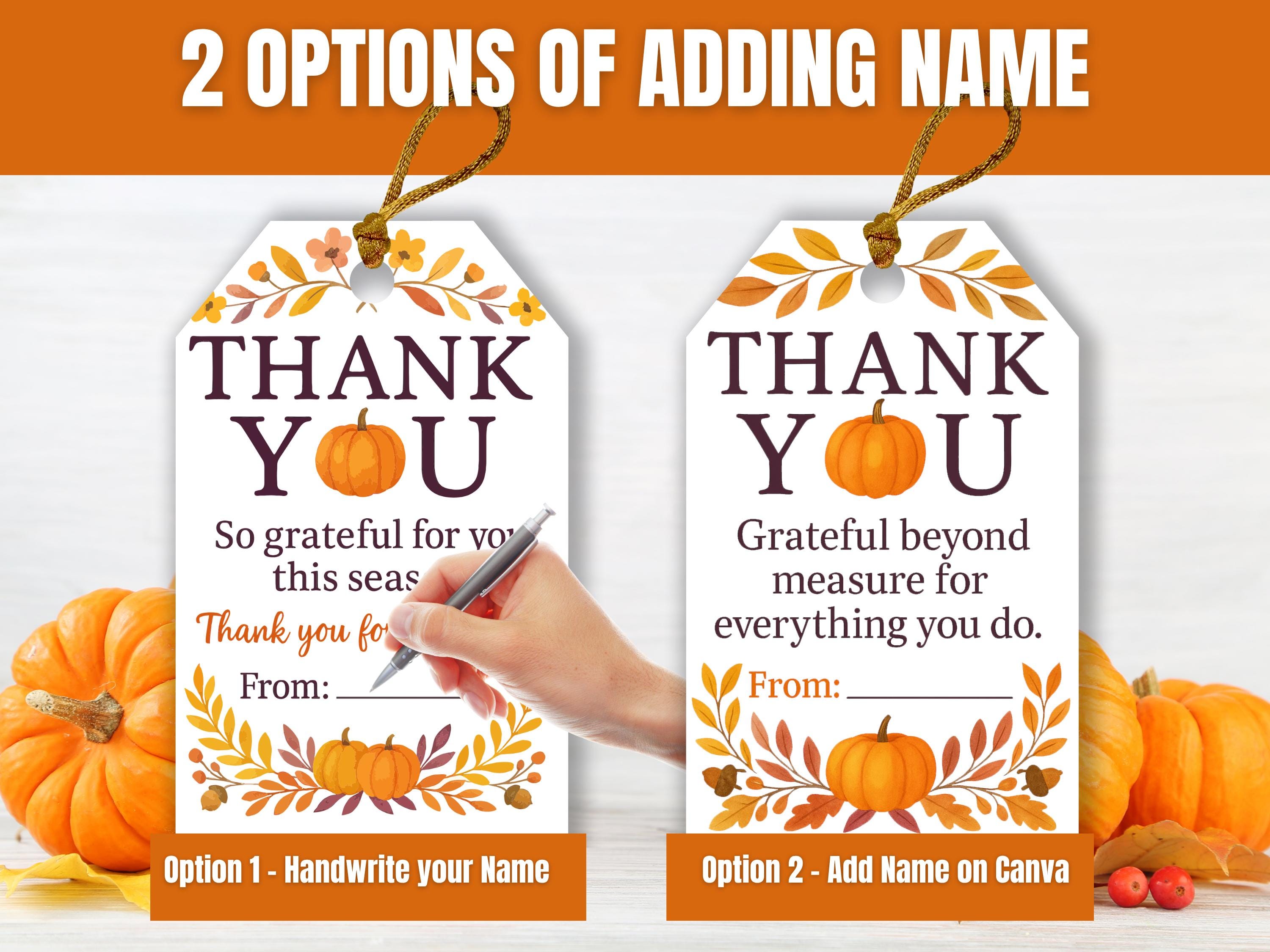 Fall Appreciation Tags, Thanksgiving Thank You for All You Labels ...