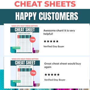 Printable Siser HTV Heat Press Setting Cheat Sheet for | Heat Transfer ...