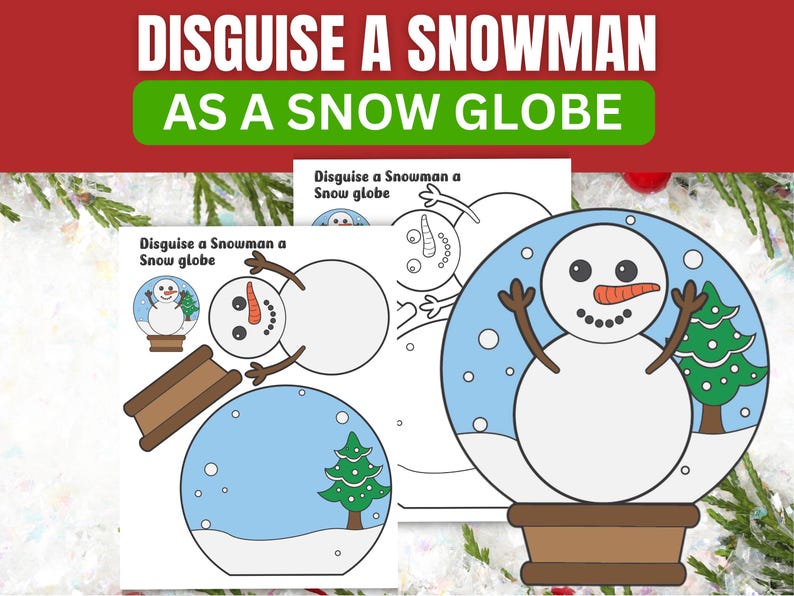 Disguise a Snowman as a Snow Globe Printable Craft for Kids | Christmas ...